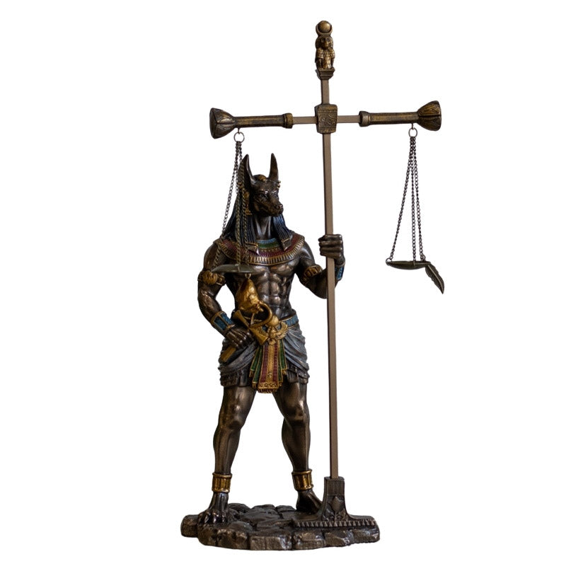 Estatueta Anubis com Balança em Resina
